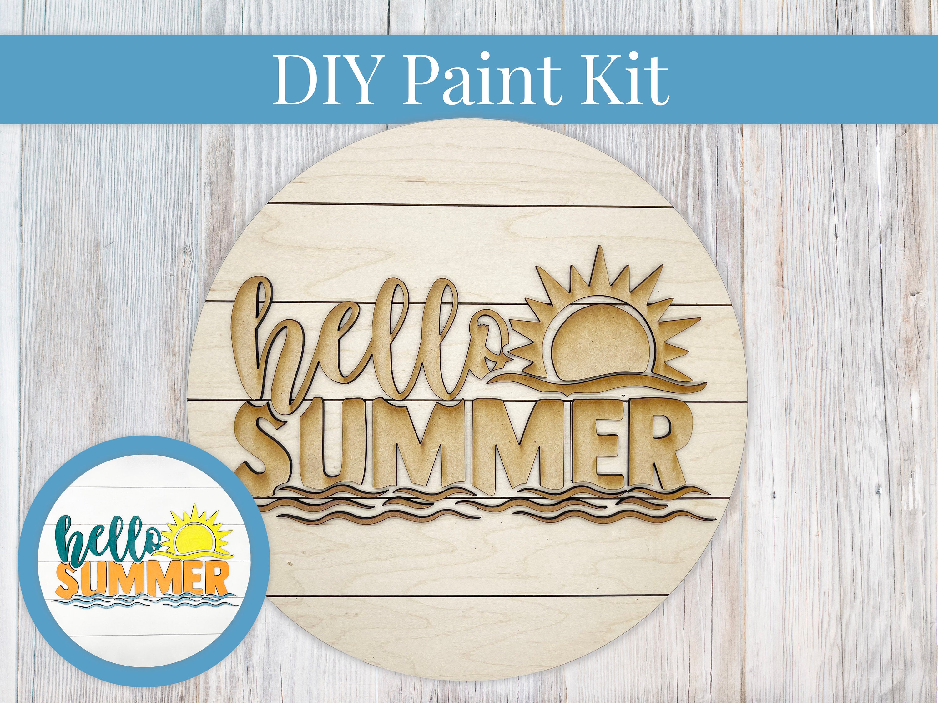 DIY Sign Kit Hello Summer Sun Shiplap Sign, Welcome Sign, DIY Kit ...