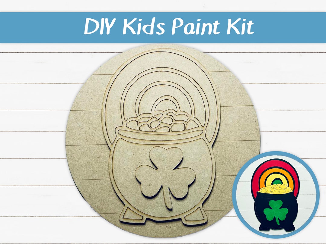 DIY Kids Paint Kit - Pot of Gold Clover Kit, Kids Paint Project, DIY ...