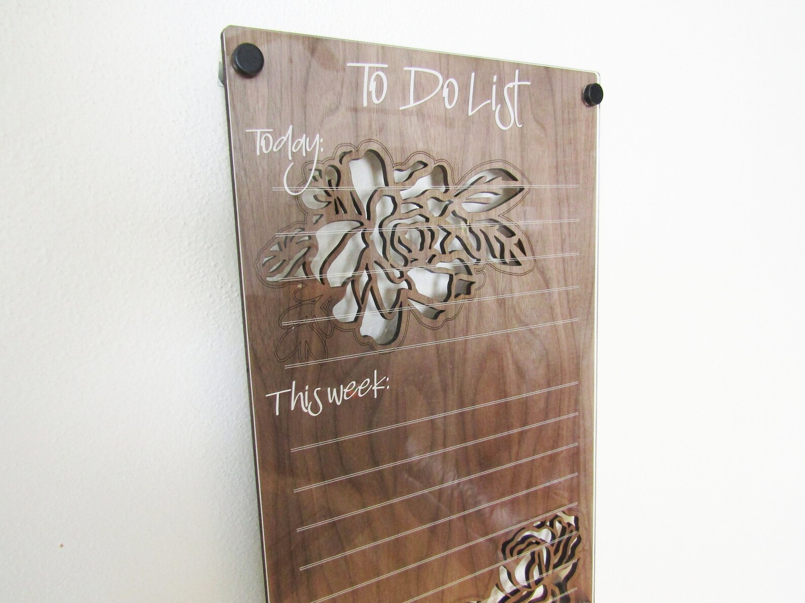 Floral to Do List for Wall - Wood - Acrylic - Dry Erase Board - Wall ...
