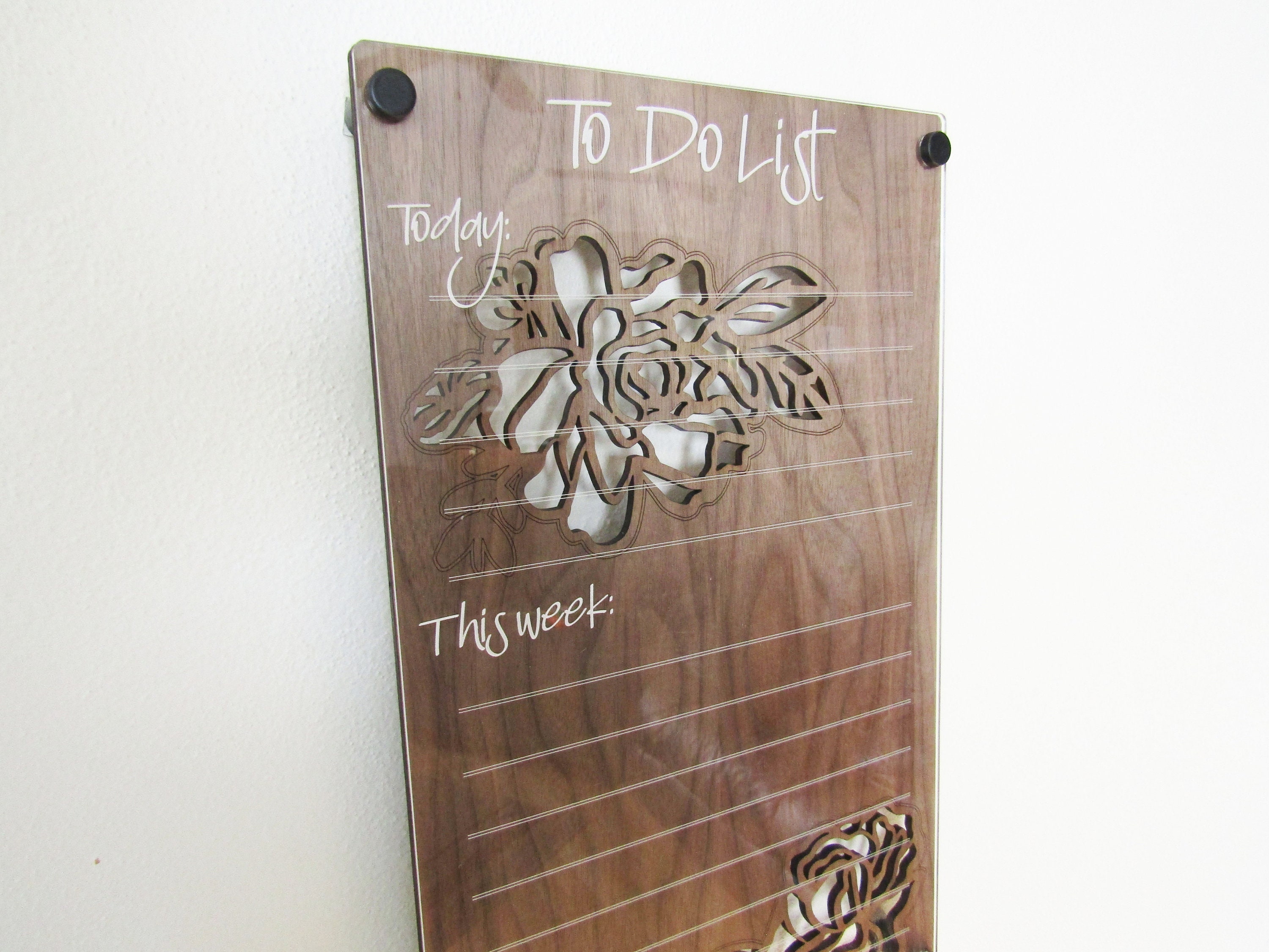 Floral to Do List for Wall - Wood - Acrylic - Dry Erase Board - Wall ...