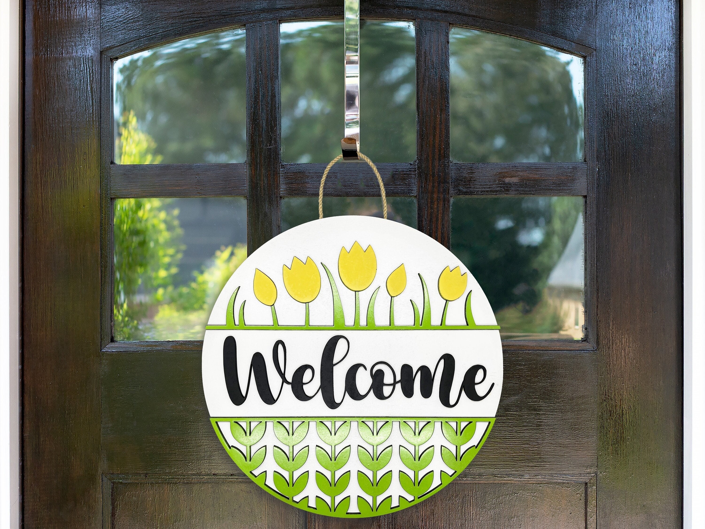 Spring Sign Welcome Tulips Sign Door Sign Door Hanger - Etsy