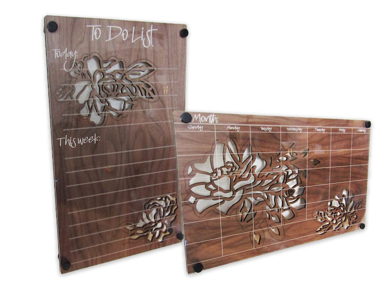 Floral to Do List for Wall - Wood - Acrylic - Dry Erase Board - Wall ...