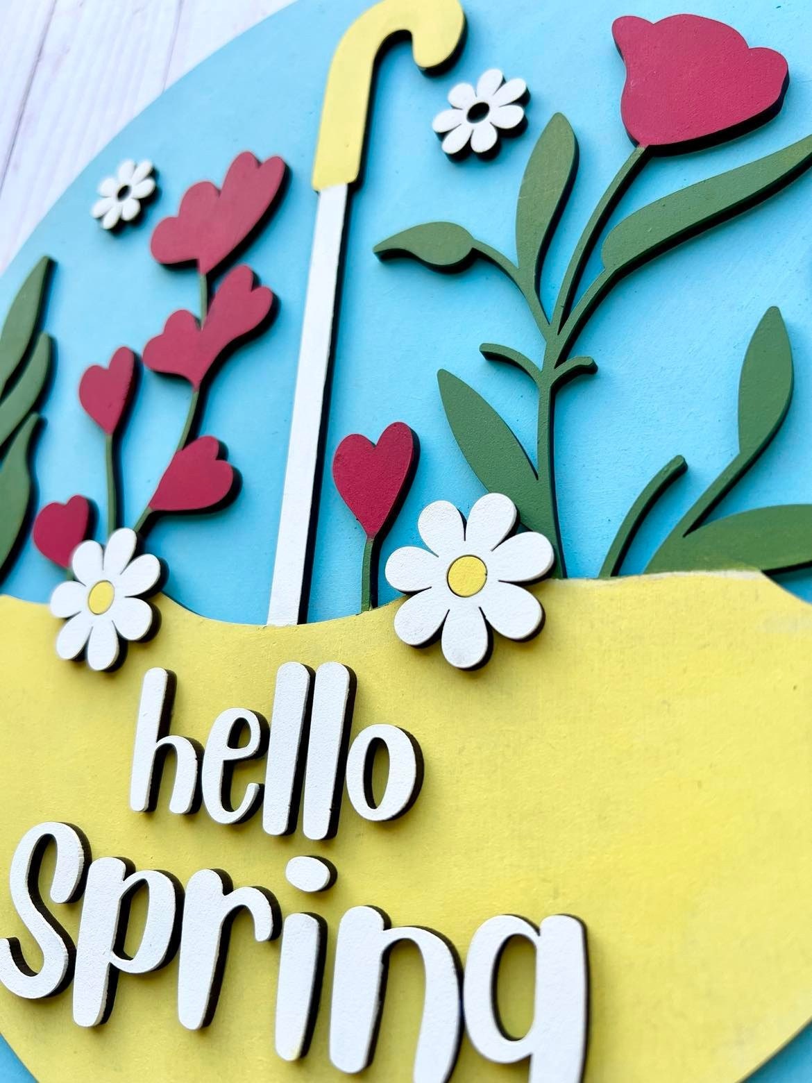 DIY Sign Kit - Hello Spring Umbrella Flowers Sign, Welcome Sign, DIY ...