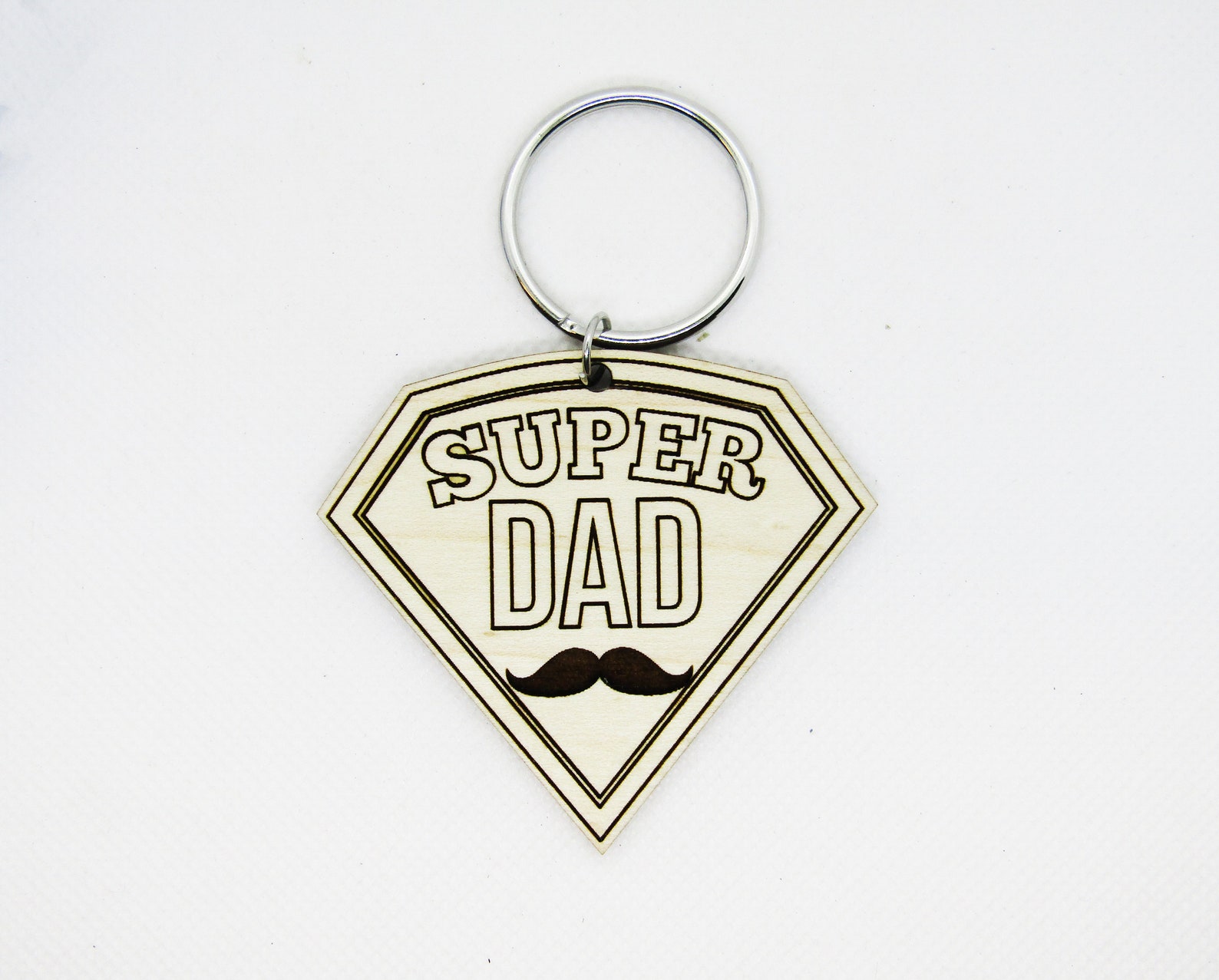 Wood Keychain Super Dad Mustache Keychain Laser Cut - Etsy Italia