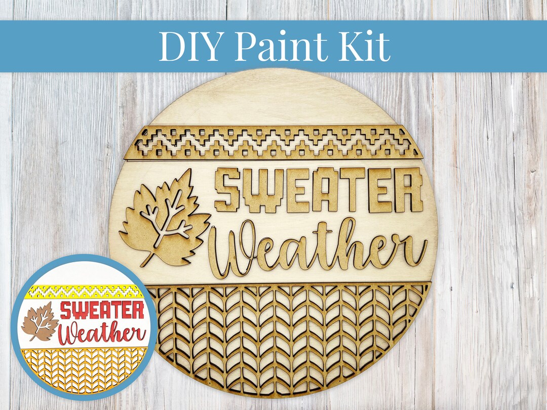 DIY Sign Kit - Sweater Weather Leaf Sign, Welcome Sign, DIY Kit, Paint ...