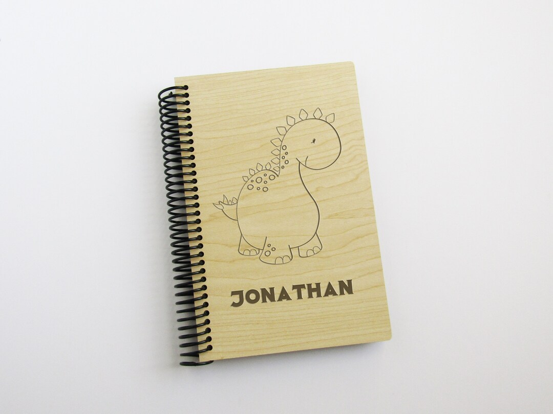 Dino Dinosaur Journal Personalized Wood Cover, Custom Notebook, Kids ...