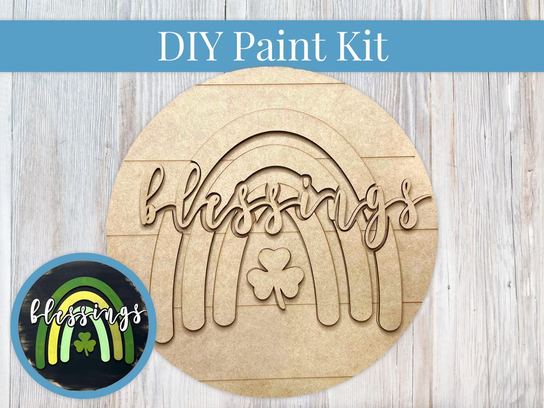 DIY Sign Kit - Rainbow Blessings Shamrock Sign, Welcome Sign, DIY Kit ...