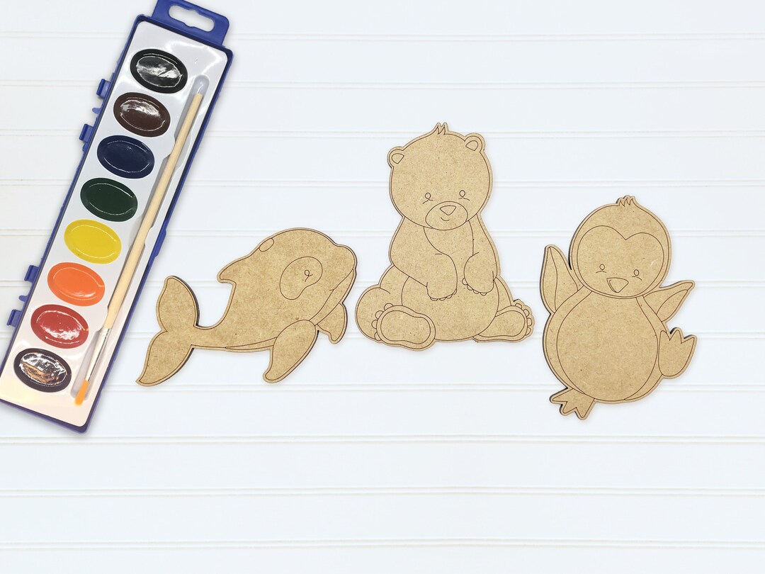 Kids Craft Kit - Arctic Animal Friends 2 - Bear Penguin Whale, Wood ...