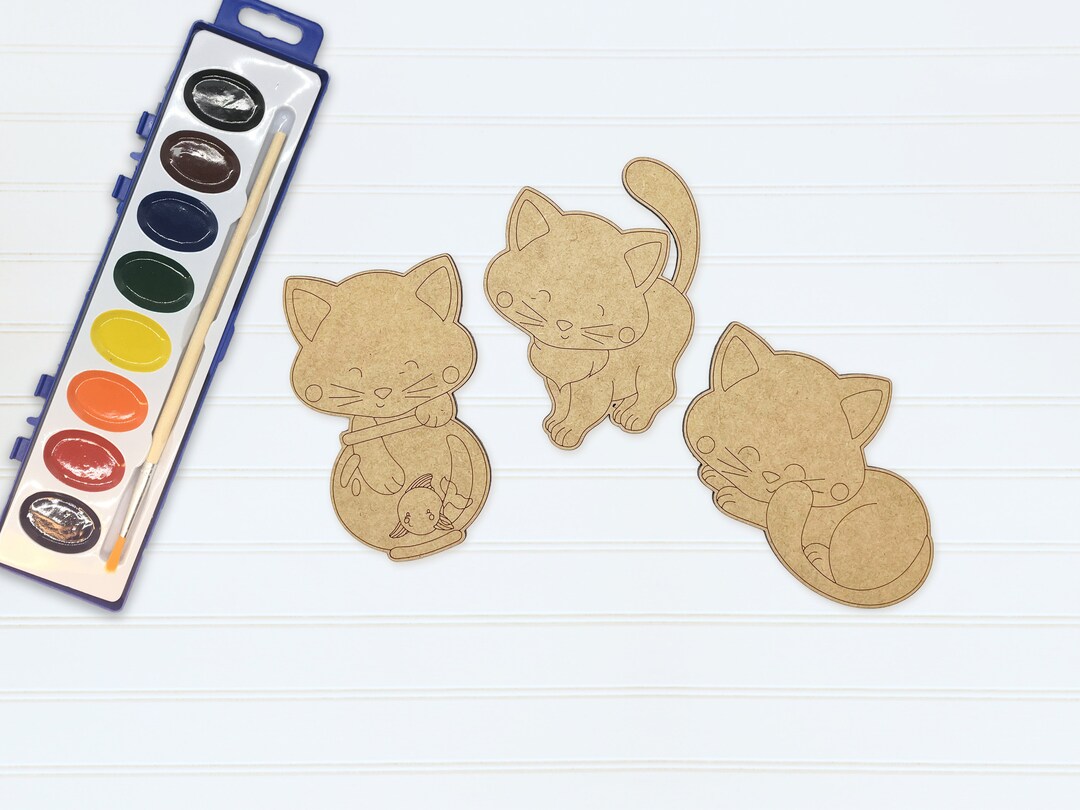 Kids Craft Kit - Cat Kitten Fishbowl - Wood Cutout Shapes - DIY Kids ...