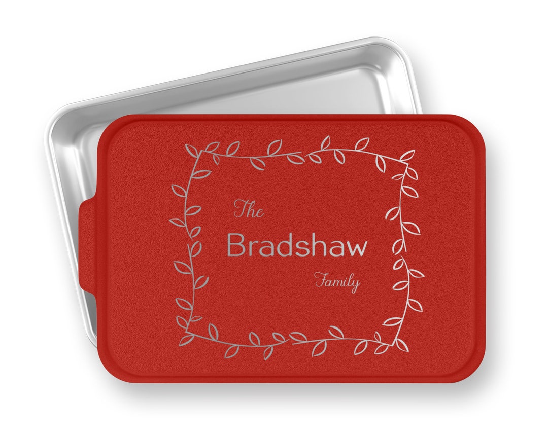 Personalized Cake Pan - Last Name Family Leafy Frame - Custom Engraved ...