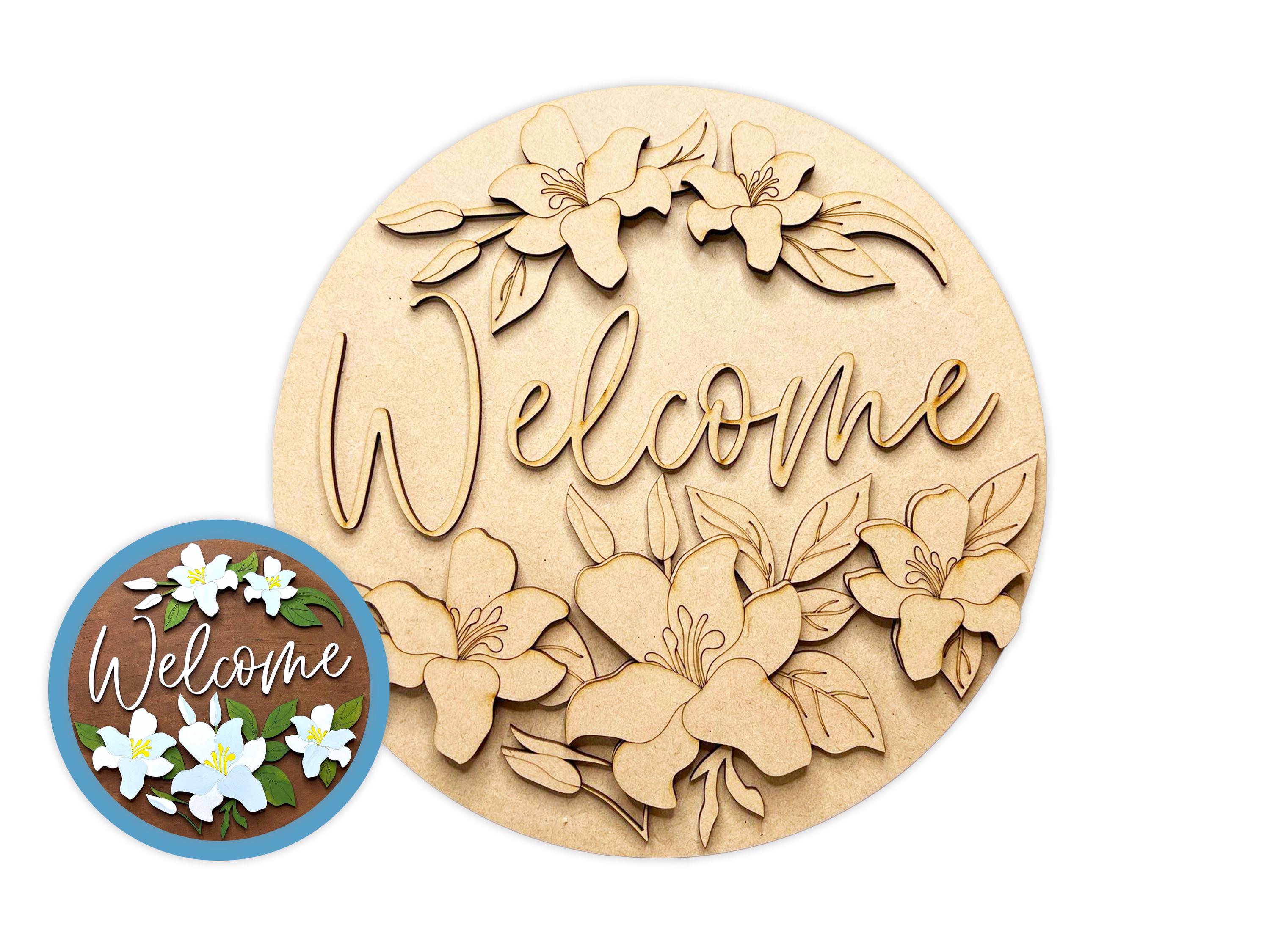 DIY Sign Kit - Welcome Lily Round Sign, Love Sign, Welcome Sign, DIY ...