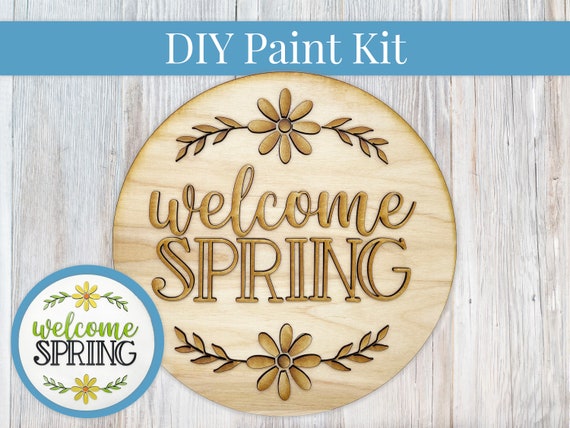 DIY Sign Kit Welcome Spring Flowers Sign Welcome Sign DIY | Etsy