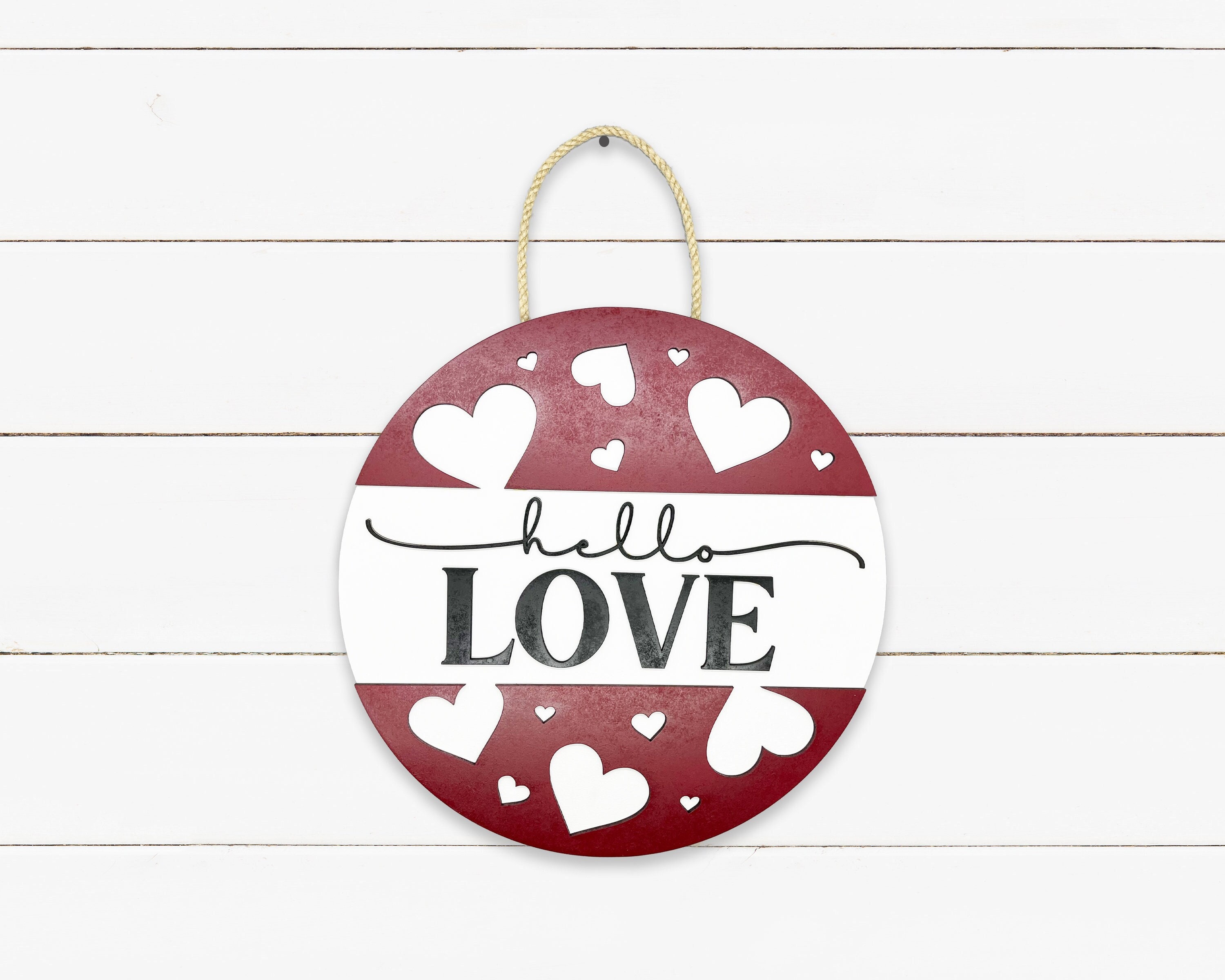 Hello Love Wood Sign - Hello Love Welcome Sign, Door Sign, Valentines ...