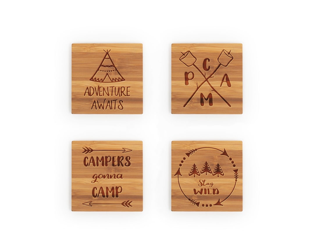 Camping Coaster - Adventure Awaits - Camp - Campers Gonna - Stay Wild ...