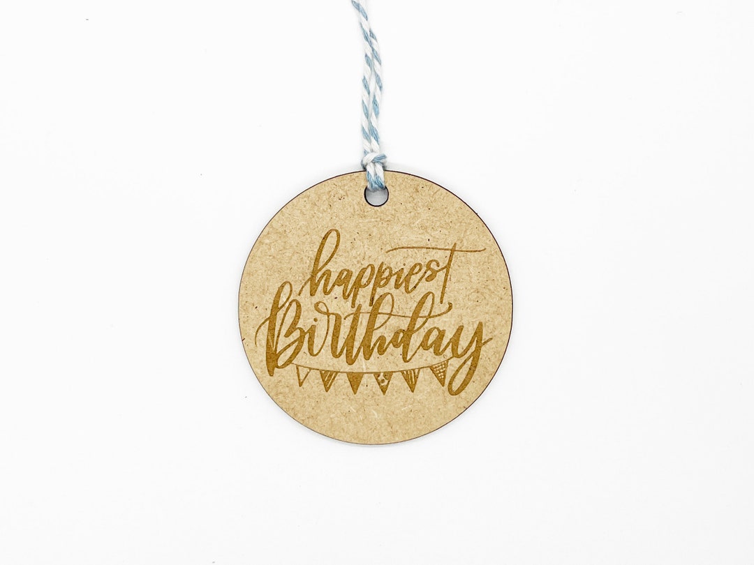 Birthday Gift Tag - Happiest Birthday Banner Gift Tag, Birthday Tag ...