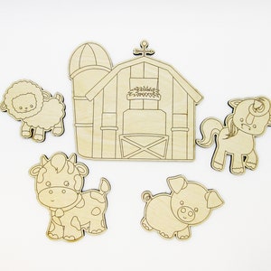 Farm Craft Kit - Happy Farm Barn Animals - Wood Cutout Shapes - DIY ...