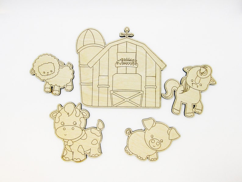 Farm Craft Kit Happy Farm Barn Animals Wood Cutout Shapes - Etsy