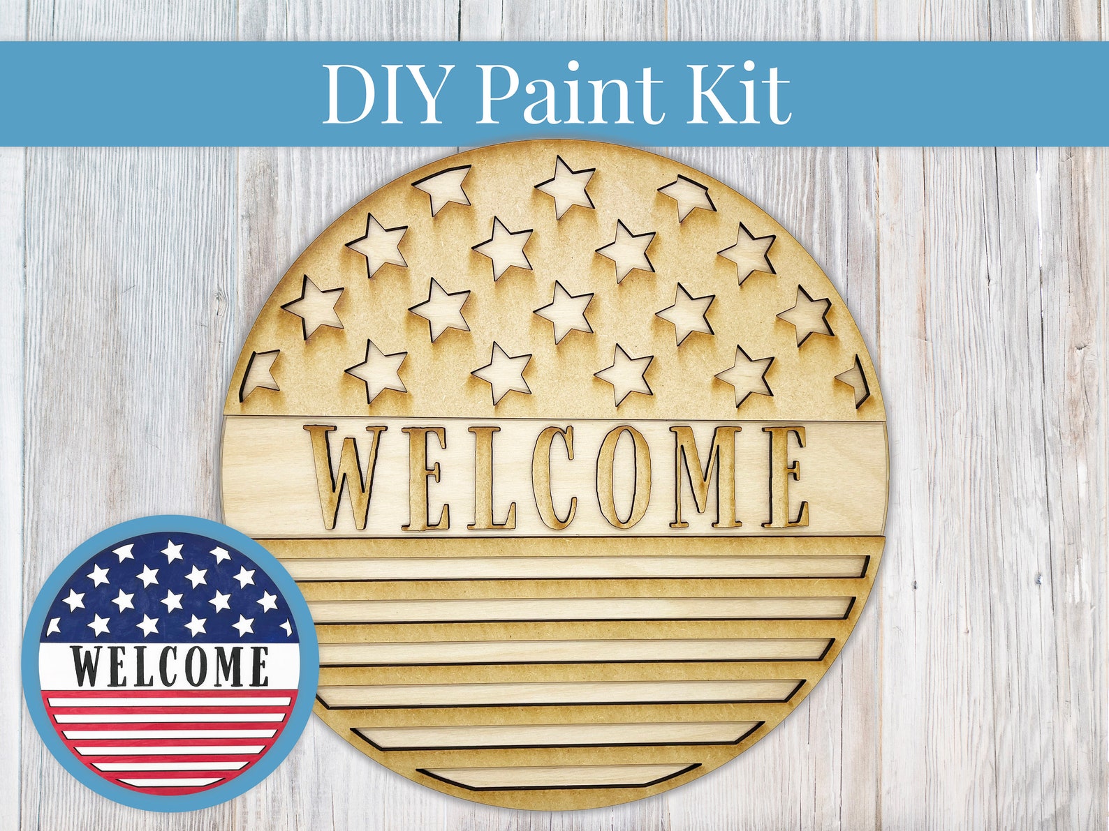 DIY Sign Kit - Welcome Stars and Stripes Sign, Welcome Sign, DIY Kit ...