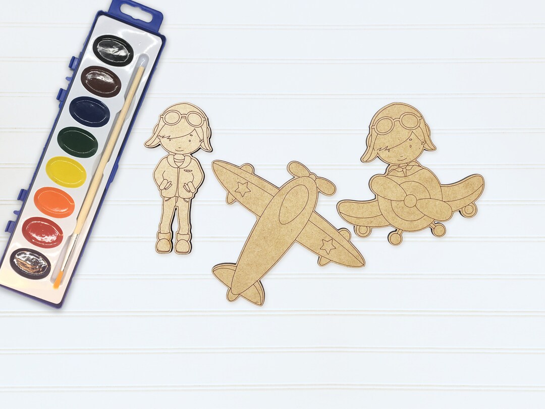 Kids Craft Kit - Airplane Pilot Airplane - Christmas Cake, Wood Cutout ...