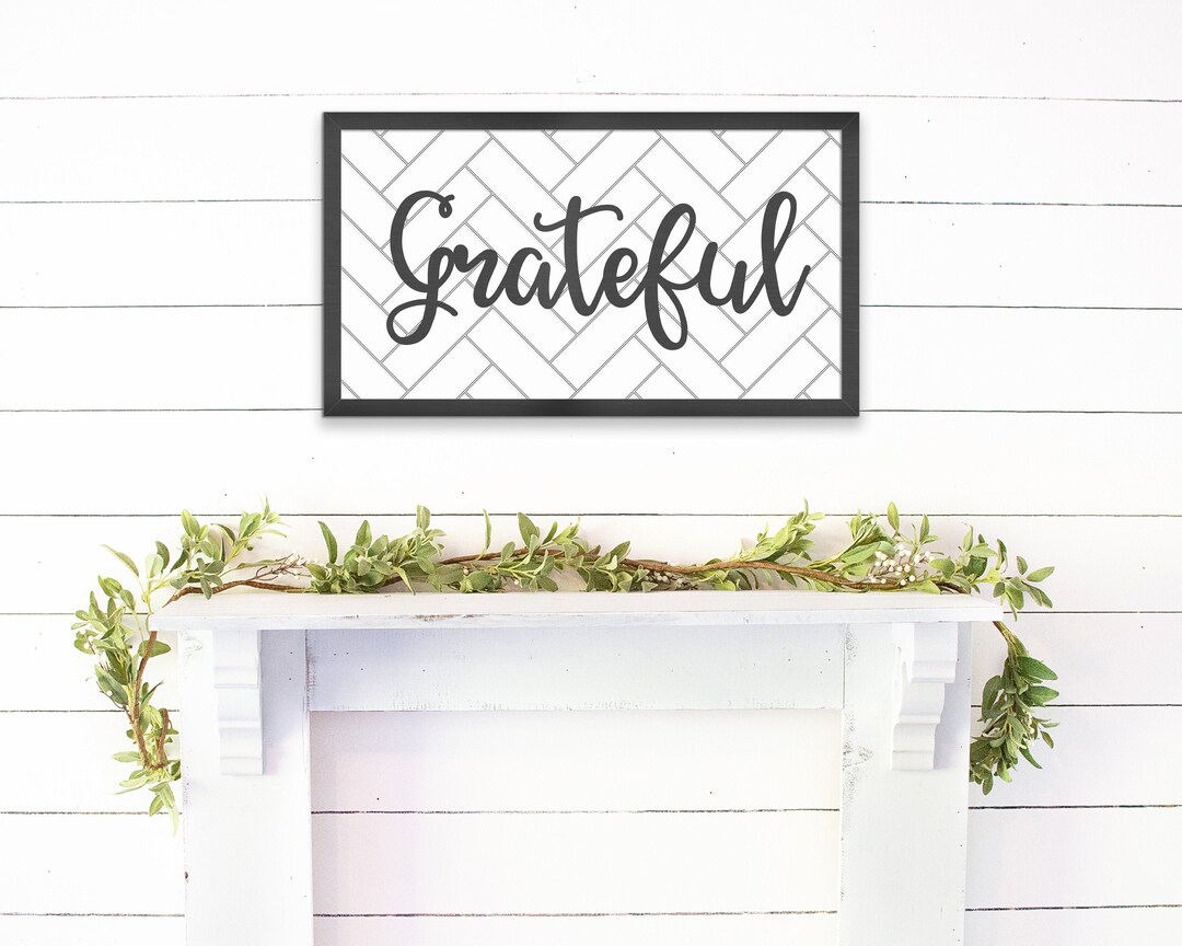 Grateful Sign - Grateful Wood Sign - Herringbone Tile Rectangle ...