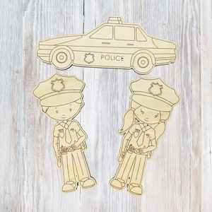 Kids Craft Kit - Police Officer Boy Girl Police Car - Wood Cutout ...
