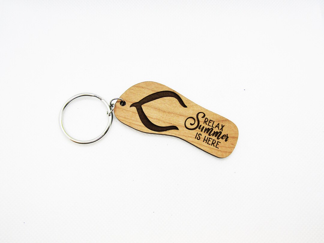 Wood Keychain - Relax Summer is Here Flipflop Keychain - Laser Cut ...