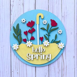 DIY Sign Kit - Hello Spring Umbrella Flowers Sign, Welcome Sign, DIY ...