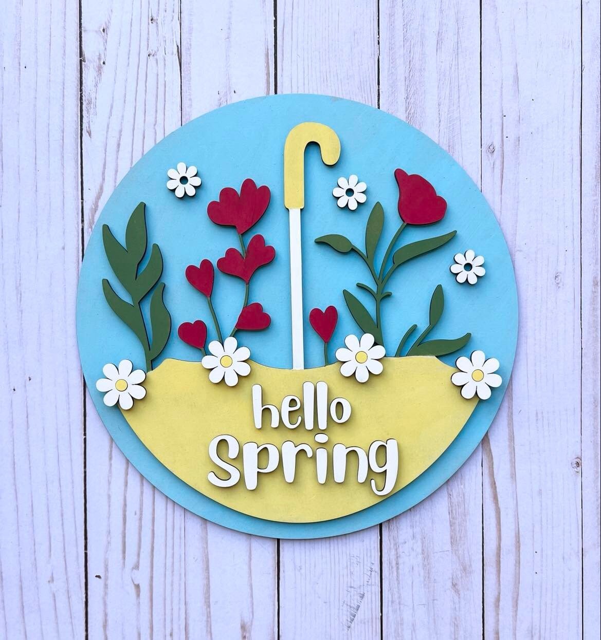 DIY Sign Kit - Hello Spring Umbrella Flowers Sign, Welcome Sign, DIY ...
