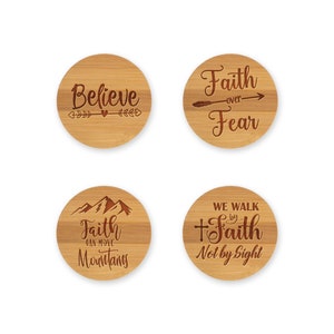 Inspirational Faith Quotes Coaster Set - Believe- Faith Over Fear ...