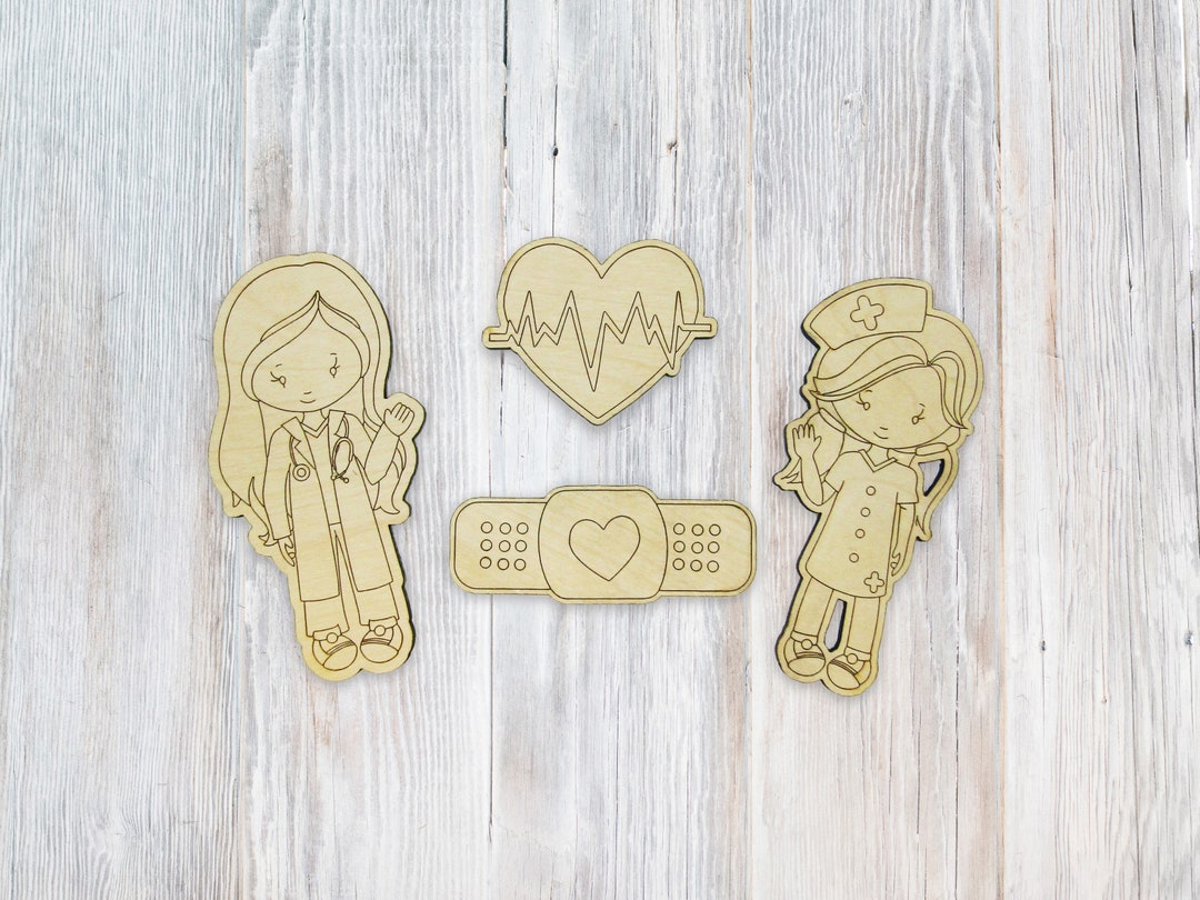 Kids Craft Kit - Hospital Girl Doctor and Nurse - Wood Cutout Shapes ...