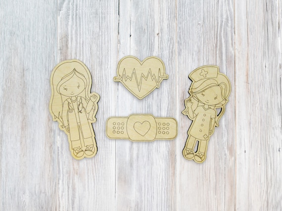 Kids Craft Kit Hospital Girl Doctor and Nurse Wood Cutout - Etsy