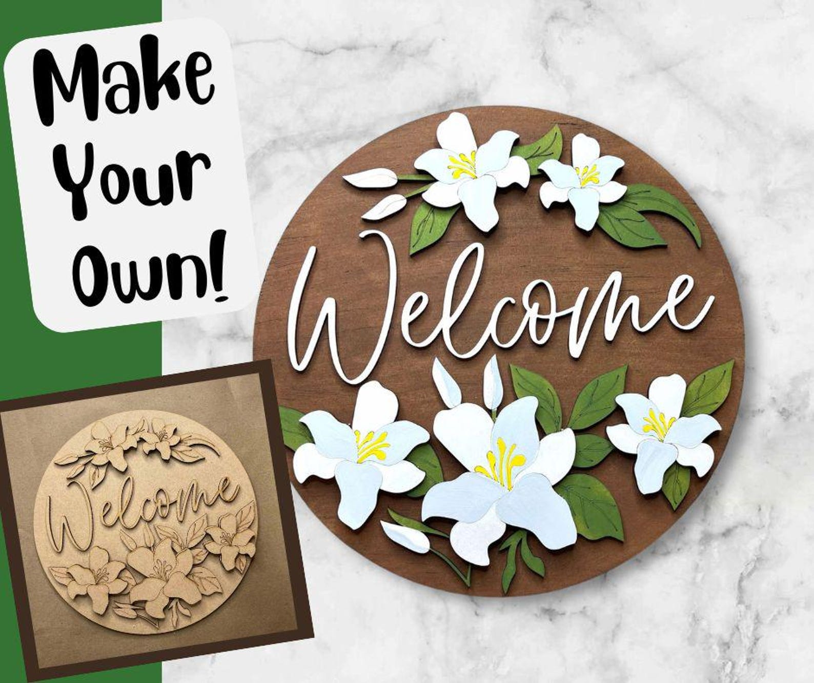 DIY Sign Kit - Welcome Lily Round Sign, Love Sign, Welcome Sign, DIY ...