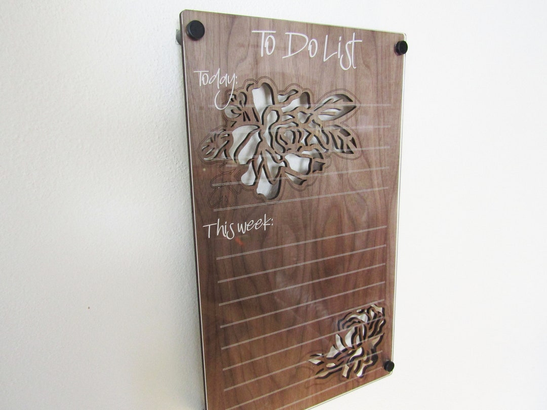 Floral to Do List for Wall - Wood - Acrylic - Dry Erase Board - Wall ...