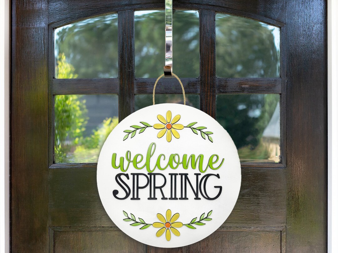Spring Sign - Welcome Spring Flowers Sign, Door Sign, Door Hanger ...