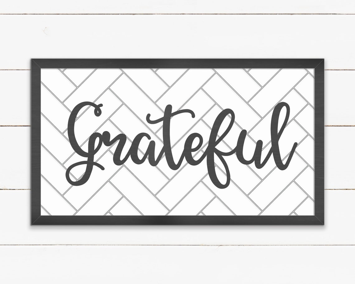 Grateful Sign - Grateful Wood Sign - Herringbone Tile Rectangle ...