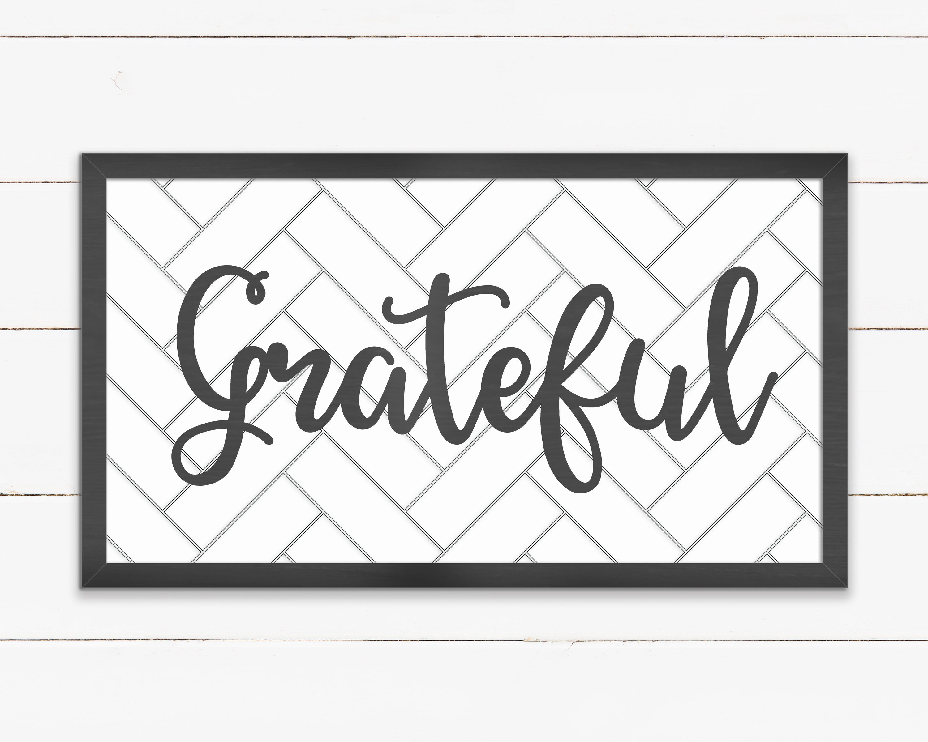 Grateful Sign - Grateful Wood Sign - Herringbone Tile Rectangle ...