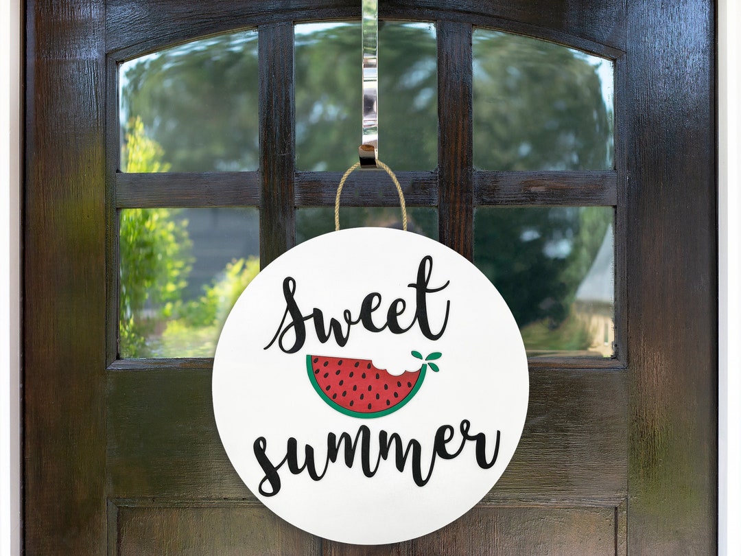 Summer Sign - Sweet Summer Watermelon Sign, Door Sign, Door Hanger ...