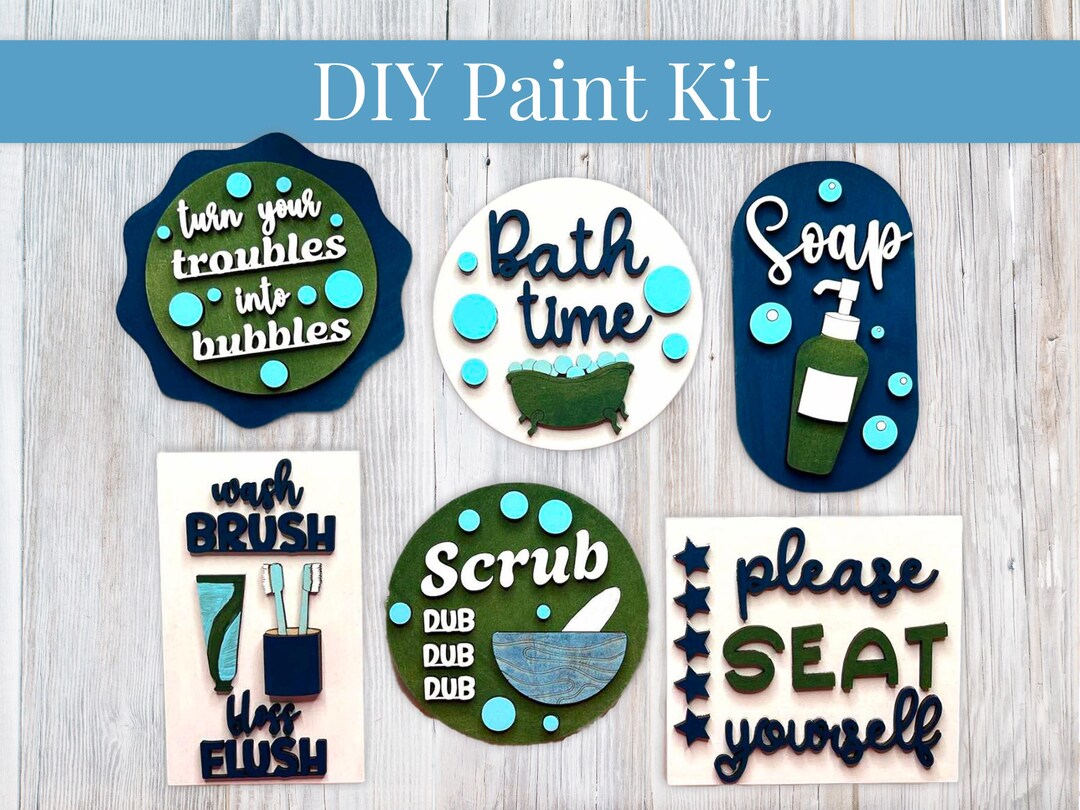 DIY Bathroom Sign Kit: Tiered Tray Decor, Paint Party - Etsy