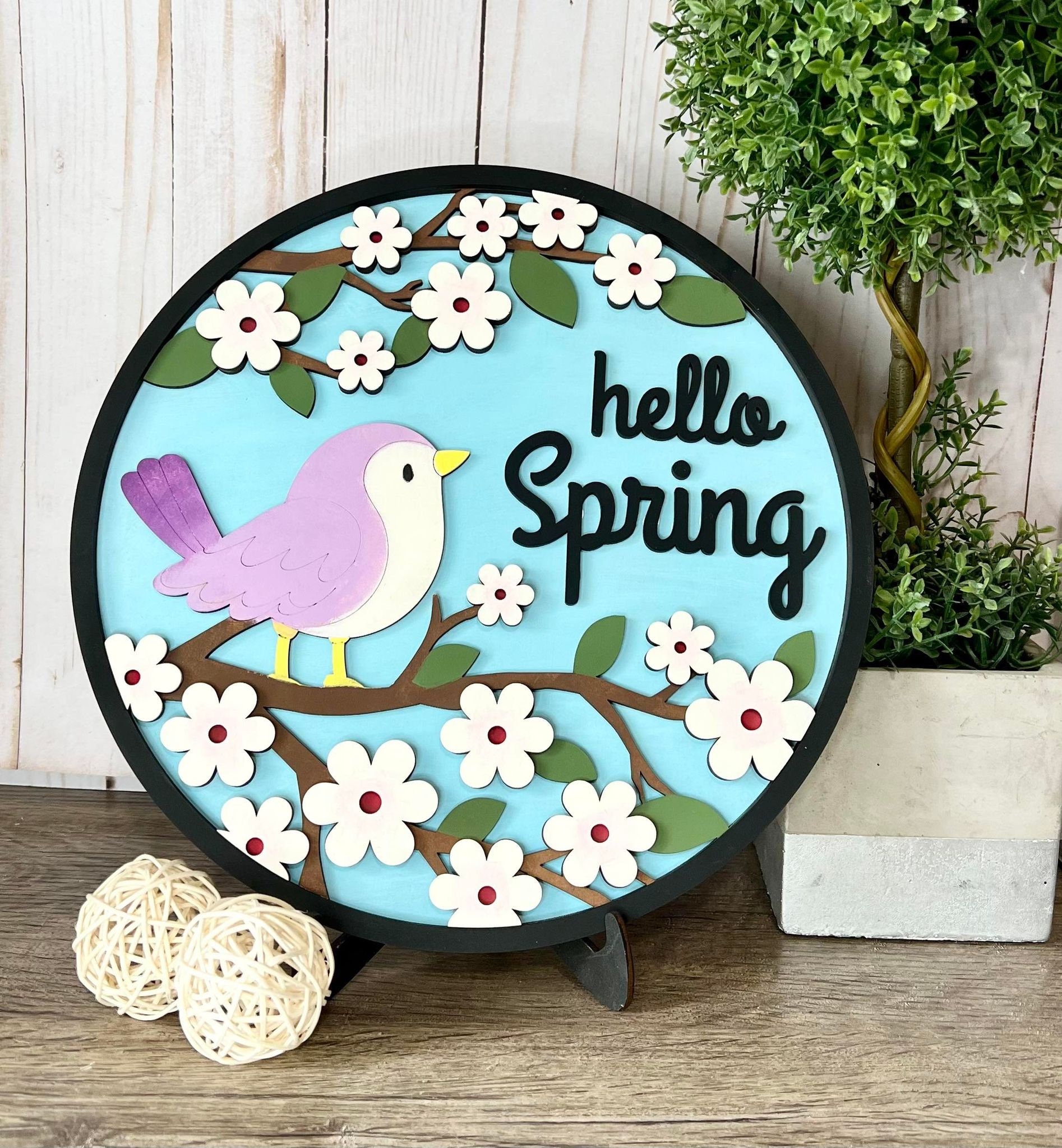 DIY Sign Kit - Birdie Hello Spring Sign, Welcome Sign, DIY Kit, Paint ...