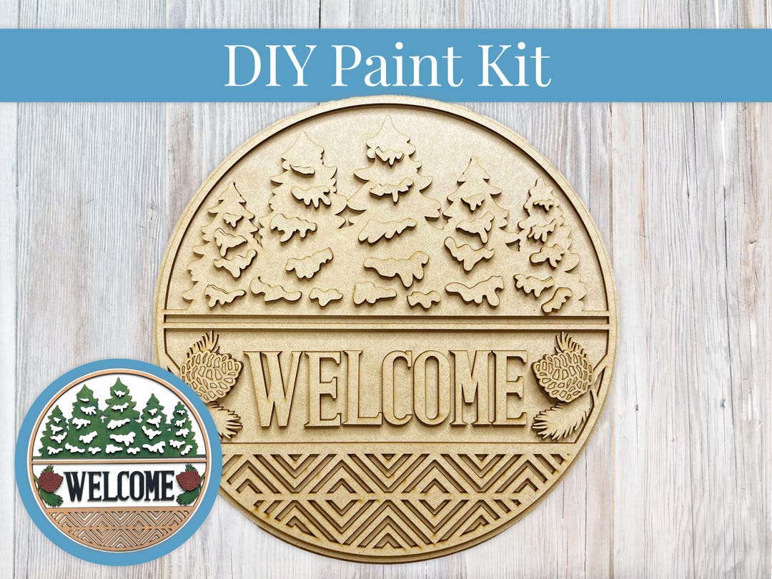 DIY Sign Kit - Welcome Winter Trees Sign, Welcome Sign, DIY Kit, Paint ...