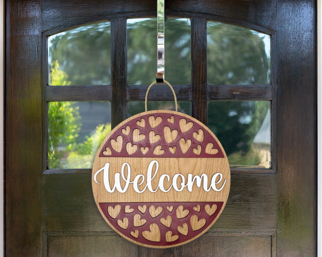 Welcome Multiple Hearts Round Sign Welcome Sign, Door Sign, Valentine's ...