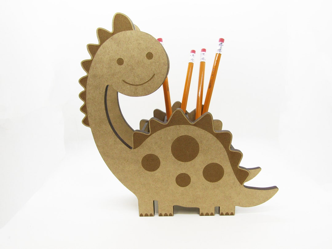 Dinosaur Pencil Holder - Wood Pencil Holder, Pencil Organizer, Office ...
