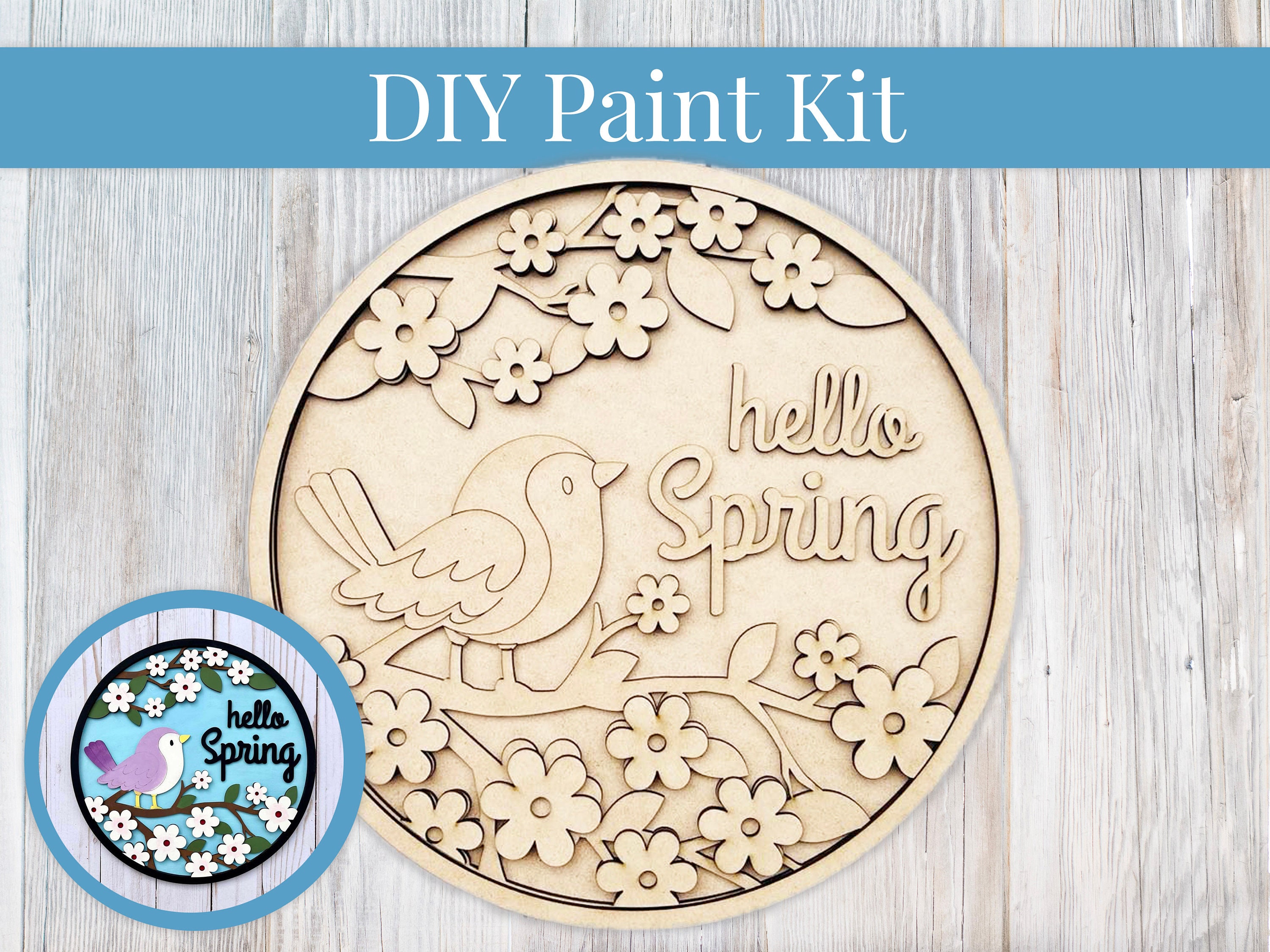 DIY Sign Kit - Birdie Hello Spring Sign, Welcome Sign, DIY Kit, Paint ...