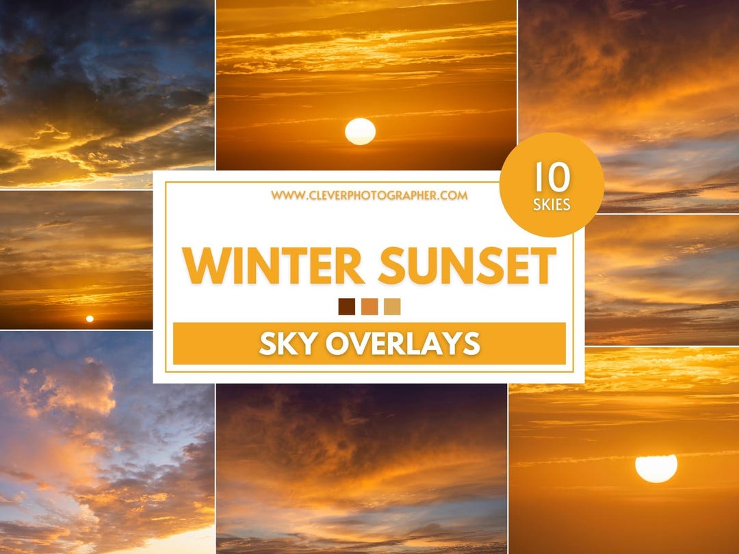 10 Winter Sunset Sky Textures & Overlays | Super High Quality ...