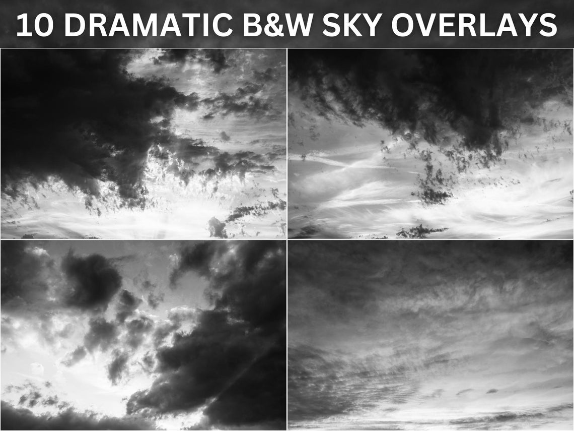 10 Dramatic Black and White Sky Textures & Overlays | Super High ...