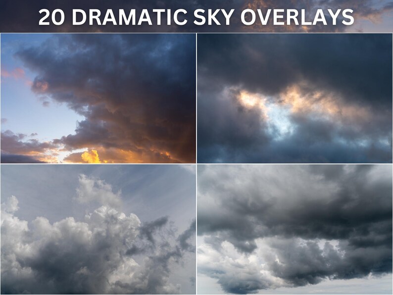 20 Dramatic Sky Textures & Overlays Super High Quality Photoshop ...