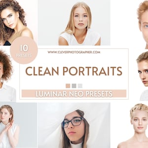 10 Luminar NEO Clean Portrait Presets by Jakub Bors | Adjustable Non ...