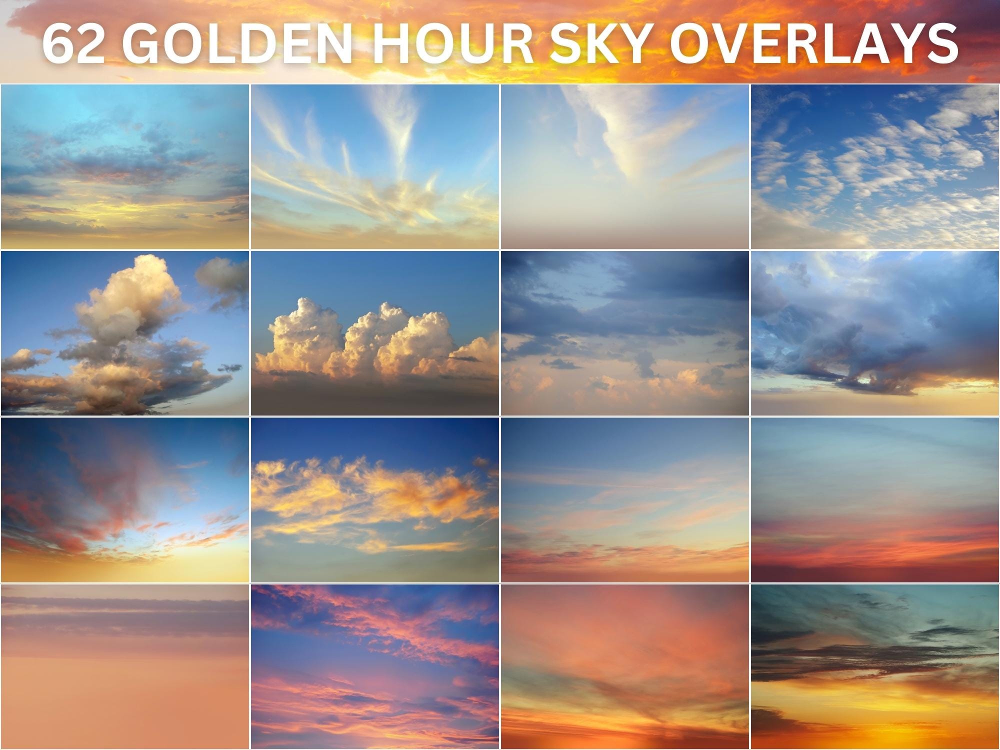 62 Golden Hour Sky Textures & Overlays| Super High Quality | Photoshop ...