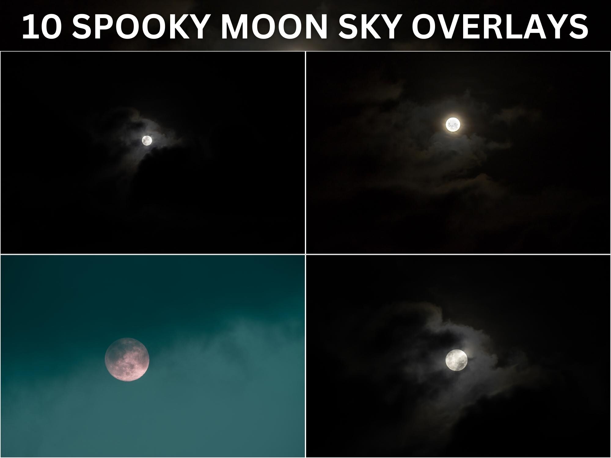 10 Spooky Moon Sky Textures & Overlays | Super High Quality | Photoshop ...
