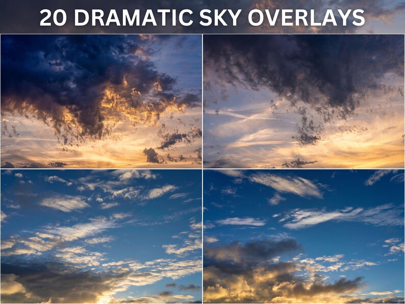 20 Dramatic Sky Textures & Overlays | Super High Quality | Photoshop ...